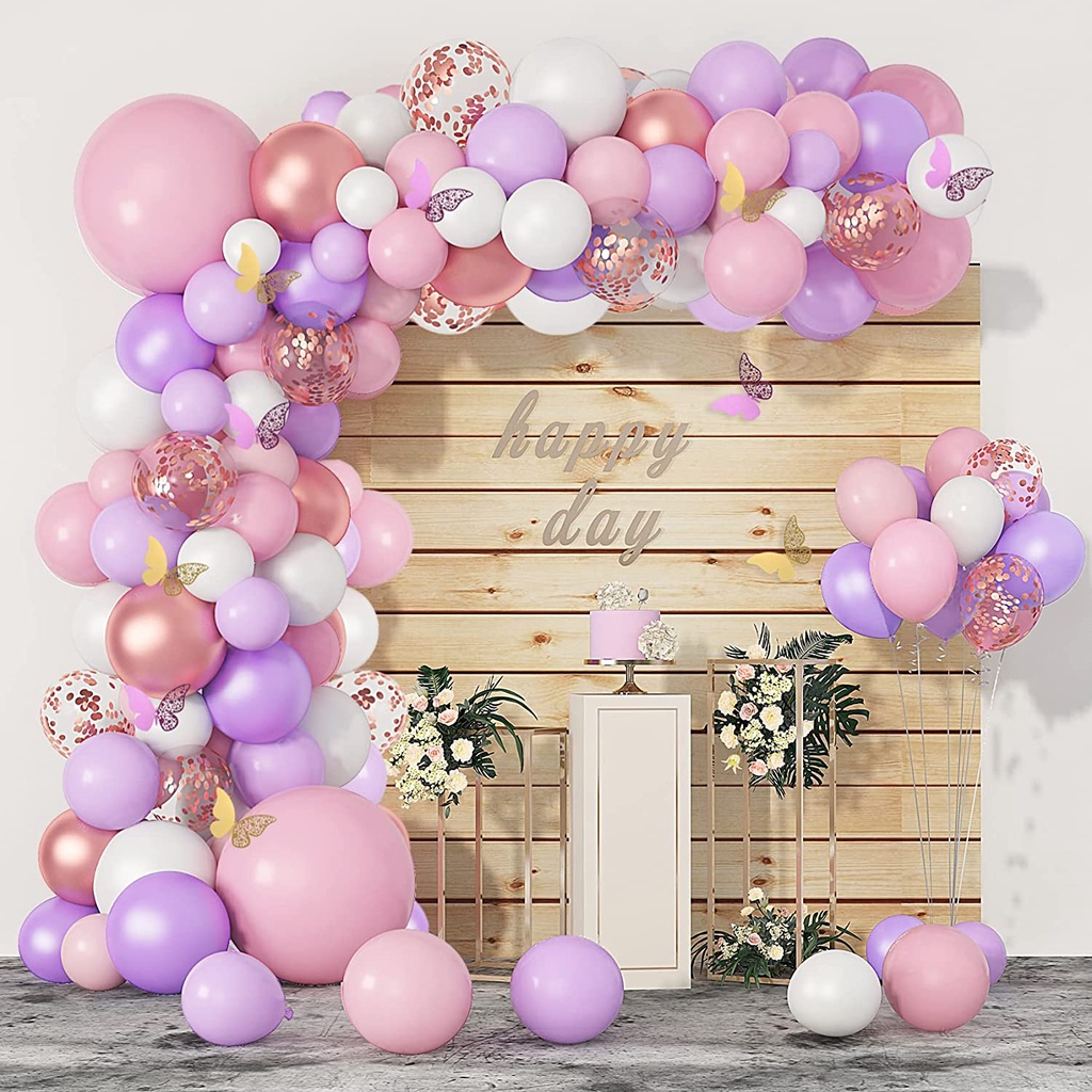 121 PCS Pink Balloon Garland Arch Kit Rose Gold White Pink and Purple ...