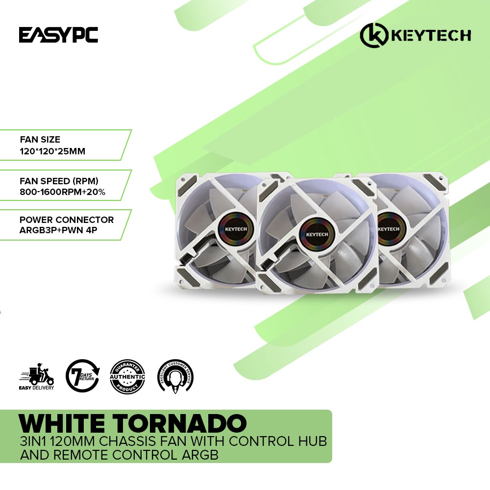 EasyPC | Keytech Tornado 3in1 PC Case Fan RGB| Control Hub| Remote ...