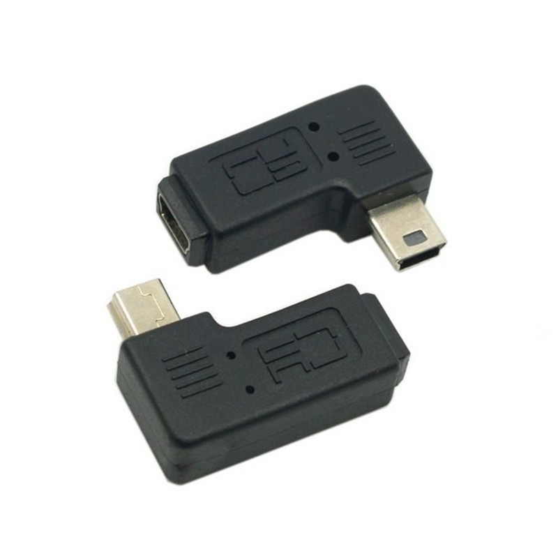 Mini USB 5 Pin Male to Female Extension Adapter 90 Degree Left & Right ...
