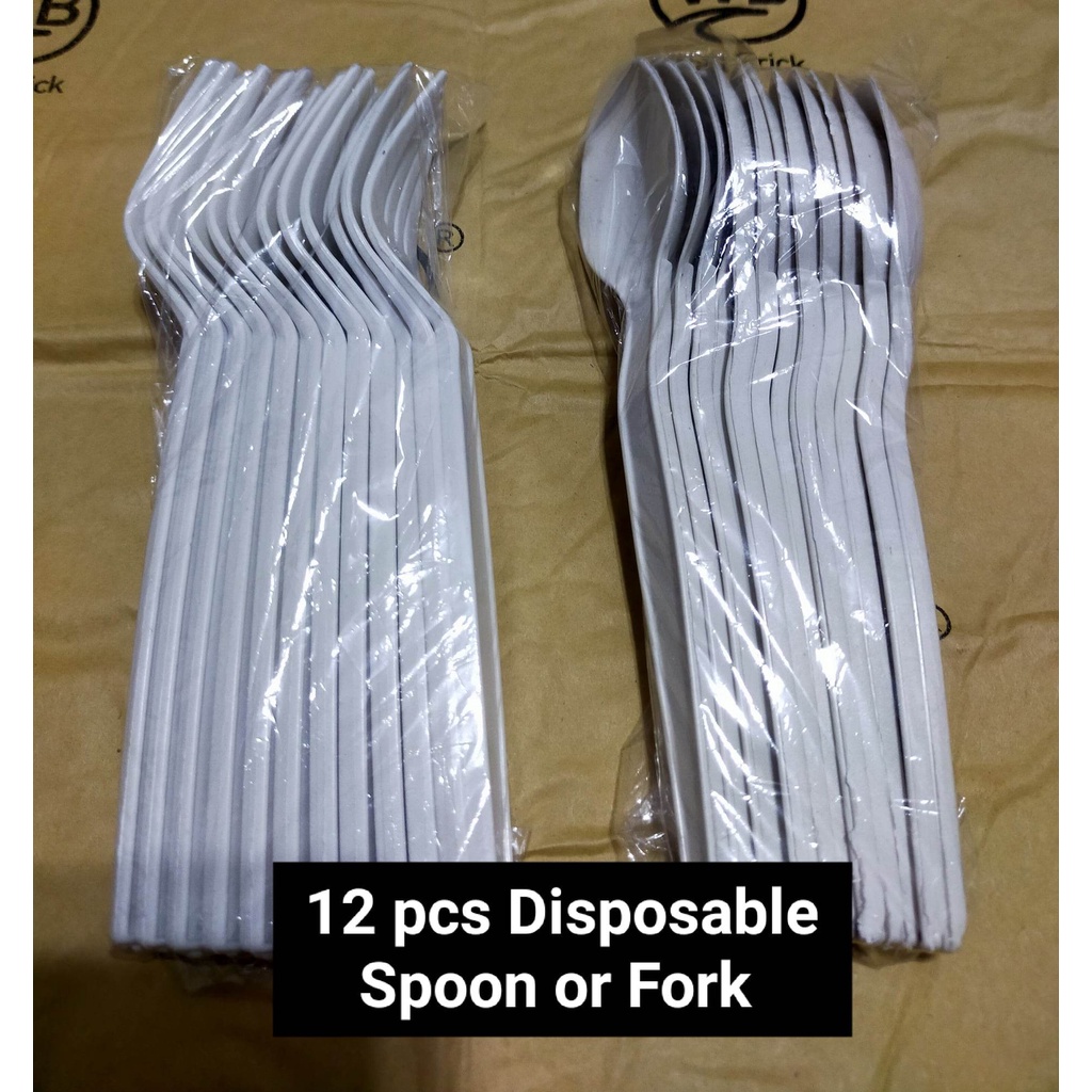 12 pcs Disposable Spoon & Fork | Shopee Philippines