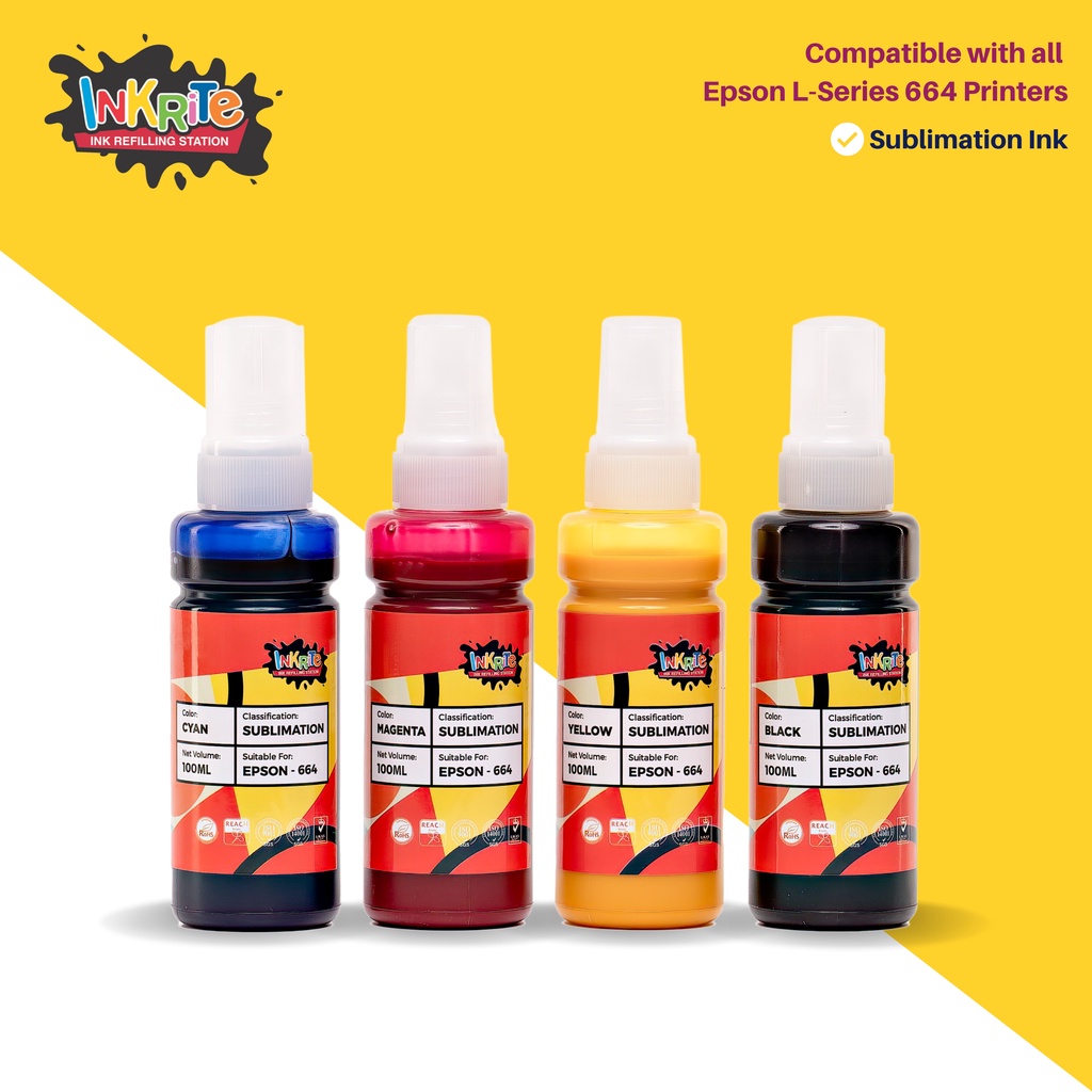 Inkrite Sublimation Ink for Epson L-Series 664 Printers, 100 ml ...