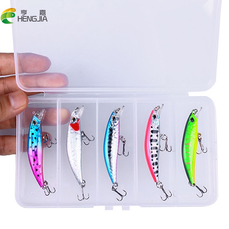 HENGJIA 5pcs Laser Fishing Gear 4.5g/6cm Sinking Minnow Fishing Lures Set 3D Eyes Swimbait Bass ...