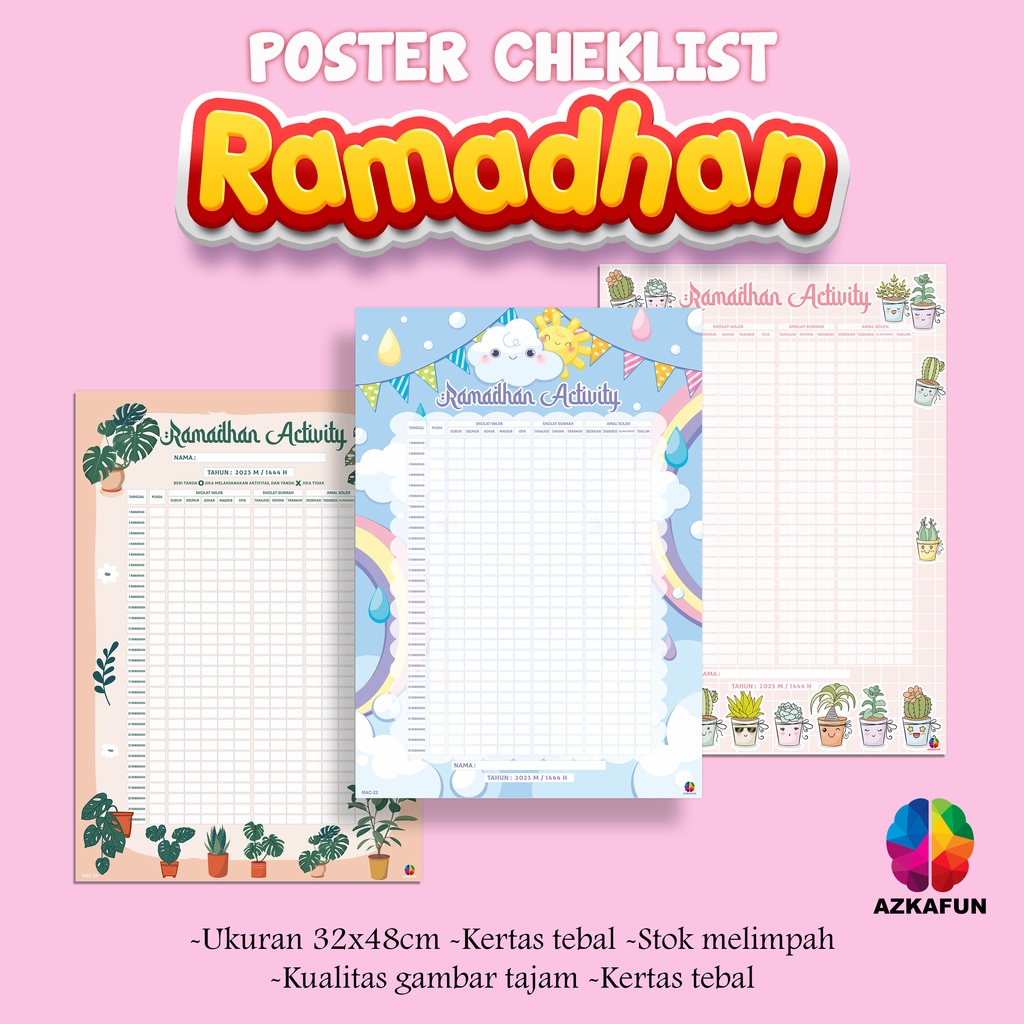 Ramadhan ACTIVITY Checklist Poster - Aesthetic Theme | Shopee Philippines