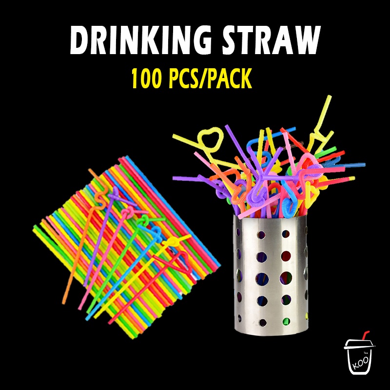 Plastic Art Straw Rainbow Straw Flexible Bendable Straw For Milk Tea ...