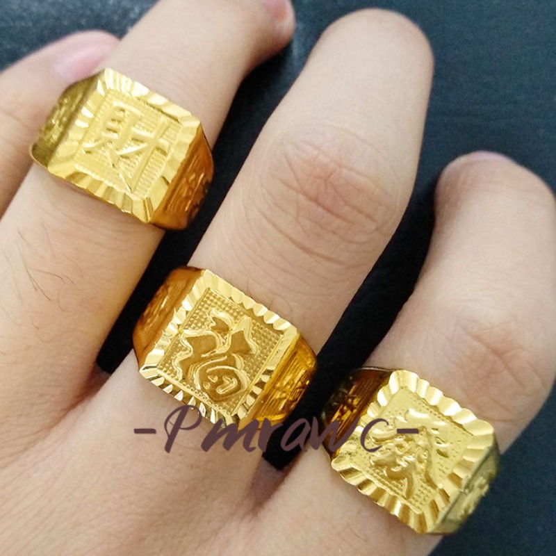 Pmrawc | 24K Real Gold Retro Fortune Good Luck Man's Ring FS375 ...