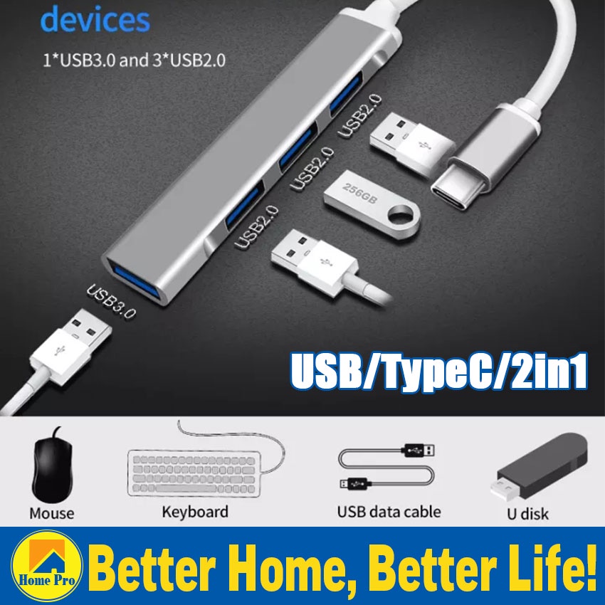 Type C Port USB Hub Laptop Aluminum USB Port Extension USB Hub for ...