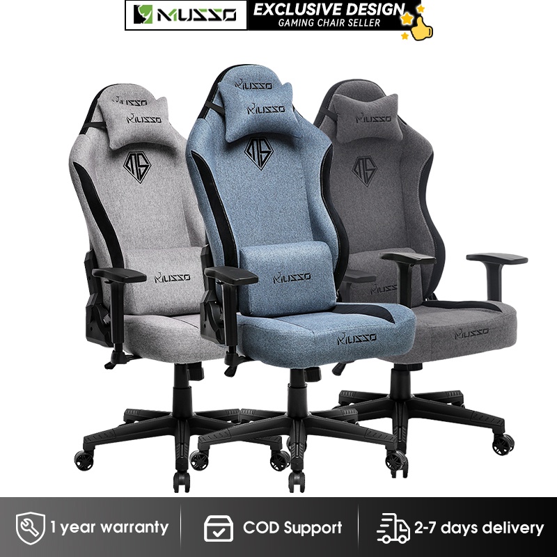 MUSSO 199A Gaming Chair Extra Large Size High-Back Fabric Office Chair ...