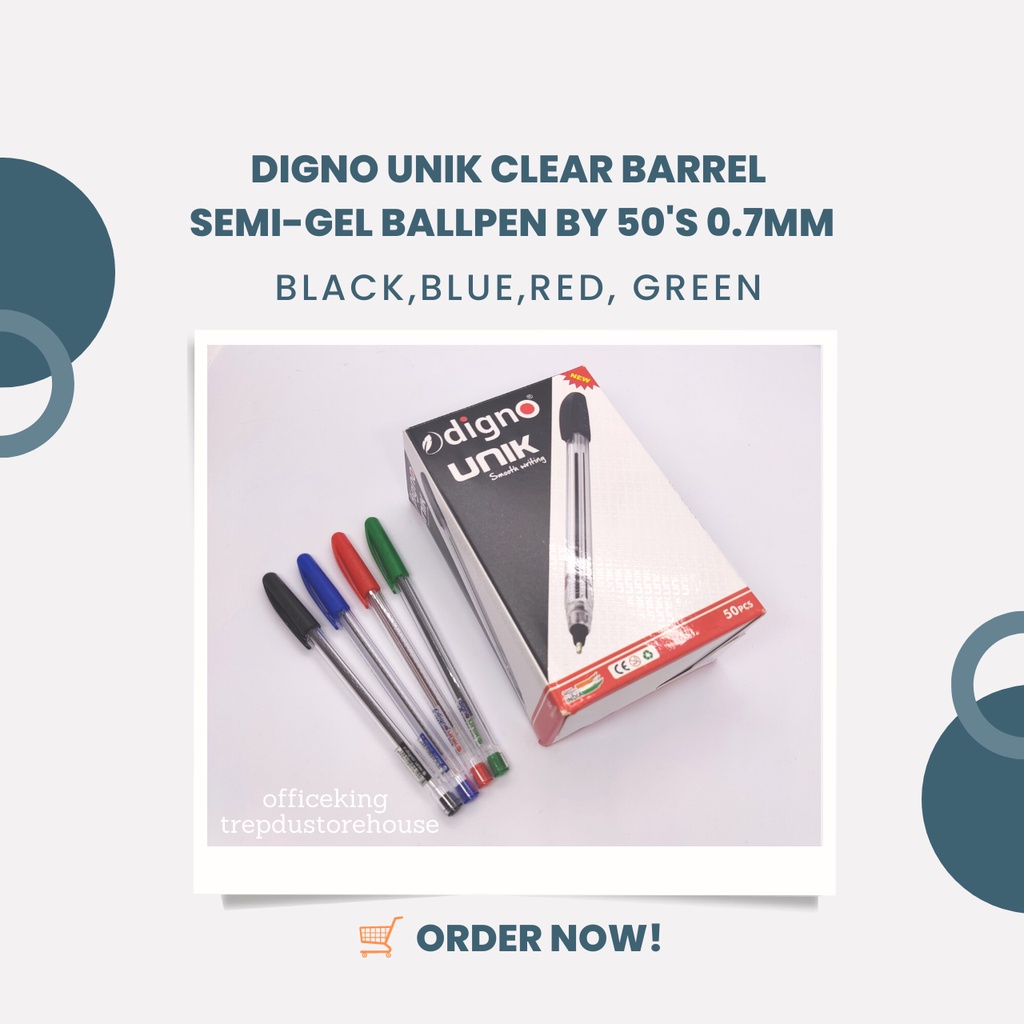 Digno Unik Clear Barrel Semi-Gel Ballpen by 50's + 3pcs | Shopee ...