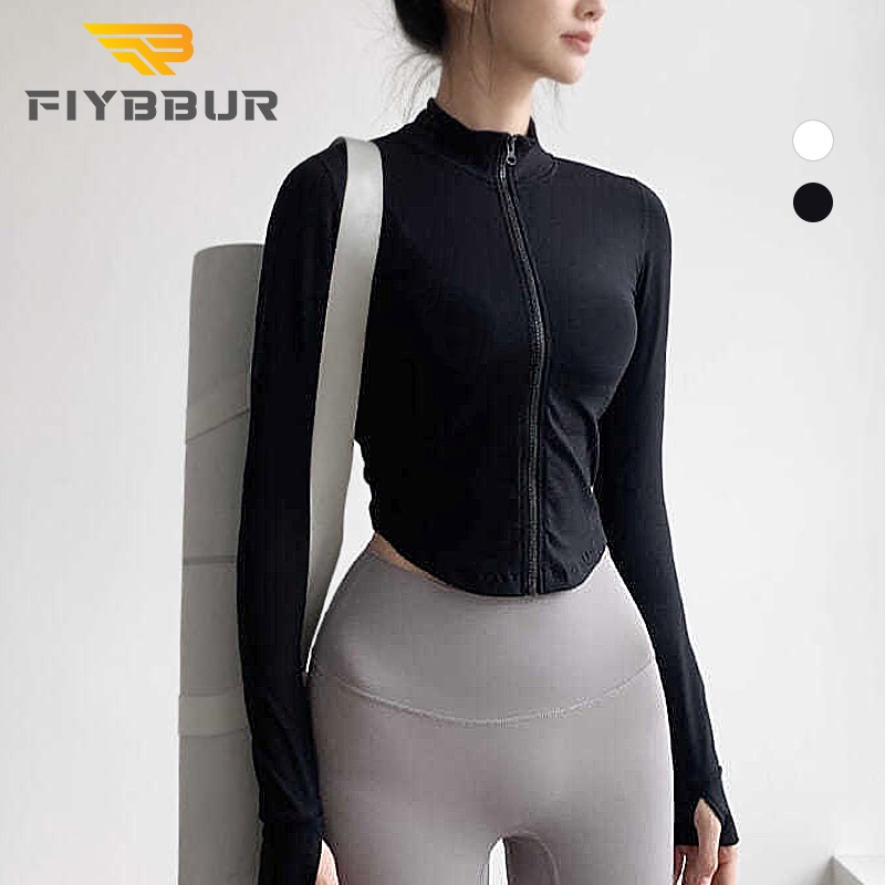 Women's long-sleeved tight-fitting short sports top slim-fit jacket ...