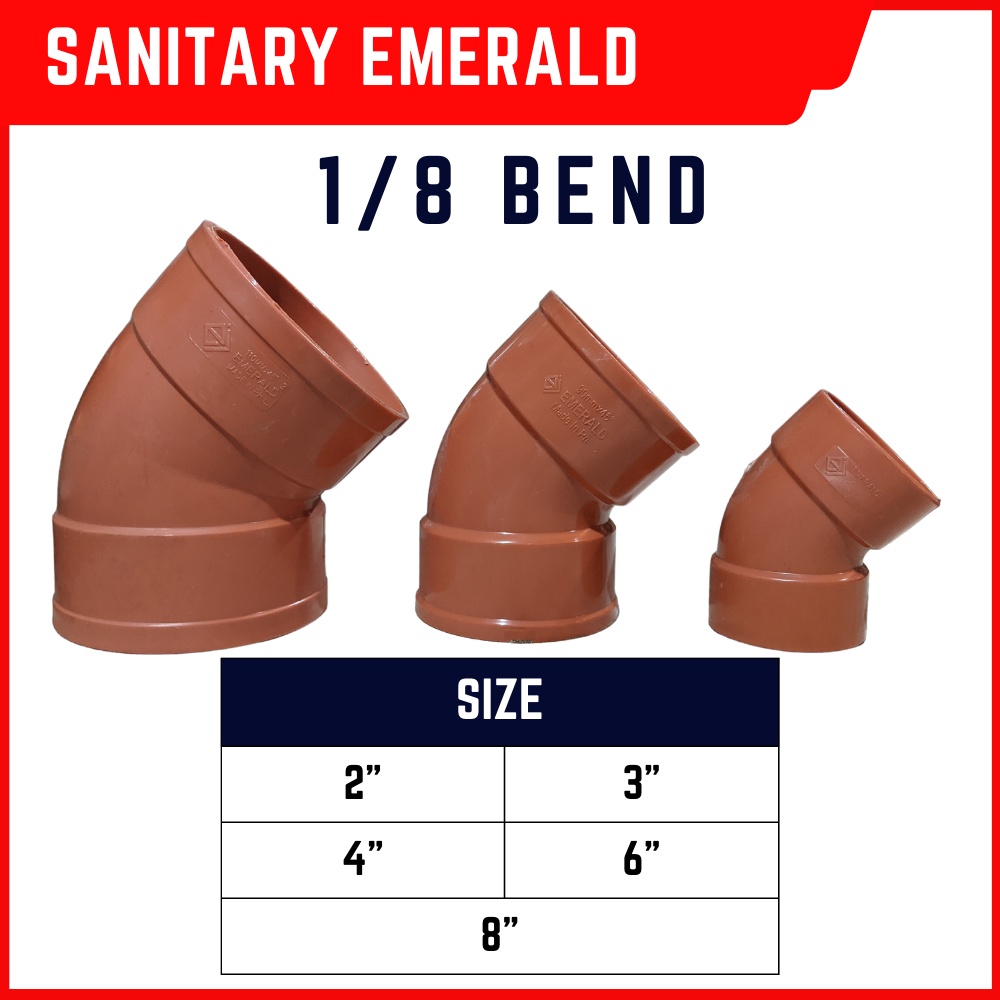Sanitary PVC Fittings Emerald 1/8 Bend (Sizes: 2",3",4") Sold per pc ...