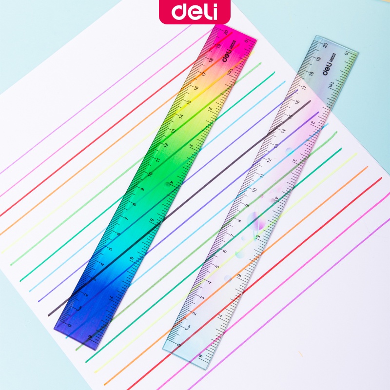 Deli 20CM Colorful Handle Ruler Straight Ruler School Supplies EH653 ...