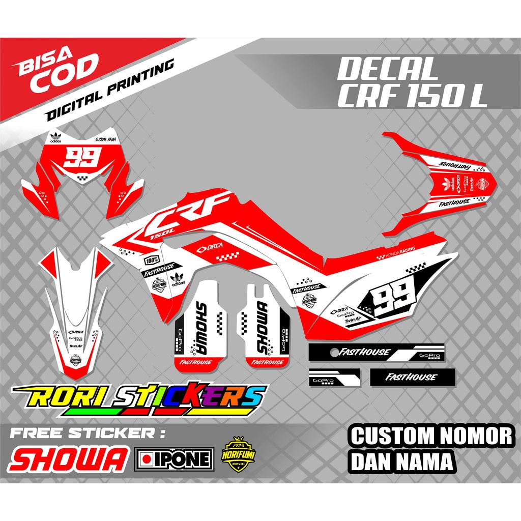 CUSTOM DECAL STICKER CRF 150 L / HONDA CRF 150 L SUPER MOTO MOTORCYCLE ...