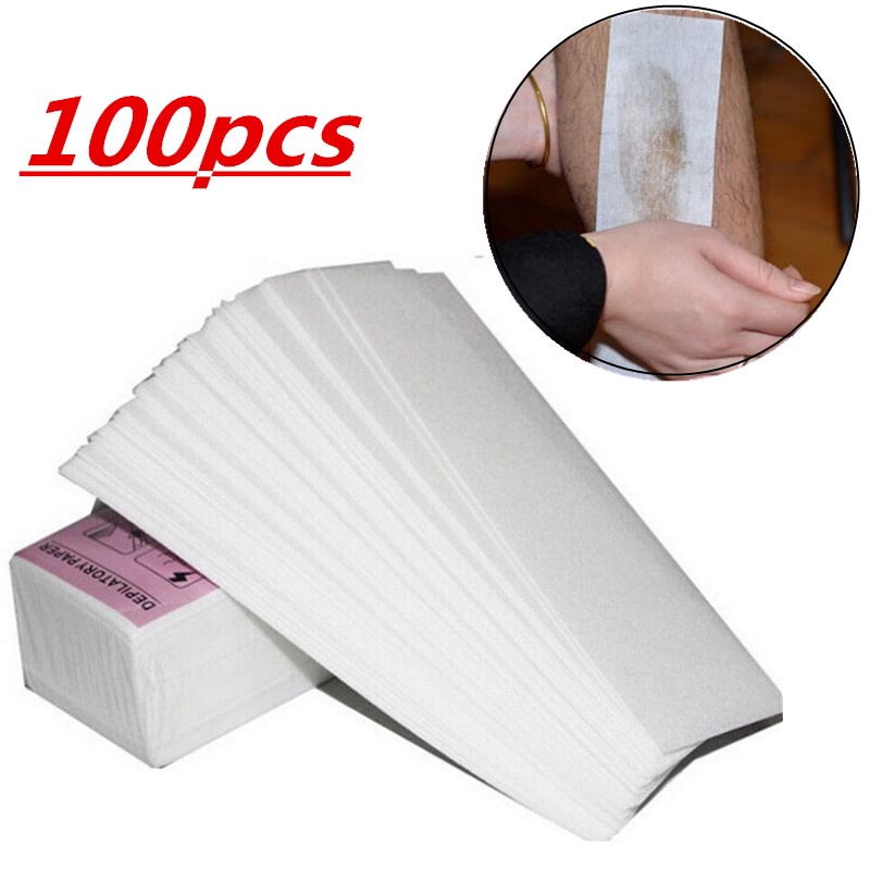 100 Pcs Hair Removal Tool Depilatory Paper Removal Wax Strips Painless ...