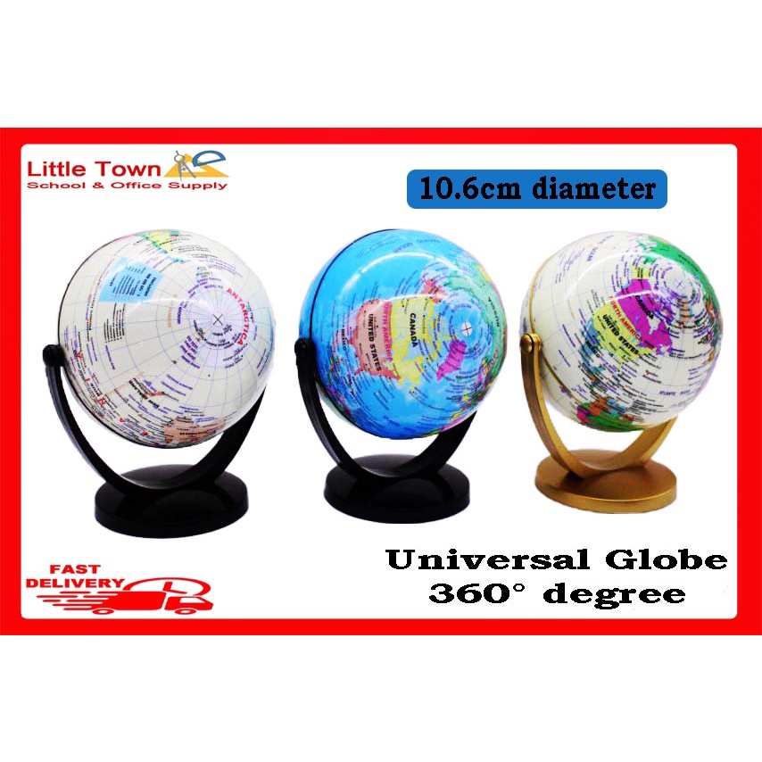 Universal Globe 360° degree / 720° degree rotating globe map 10.6cm ...