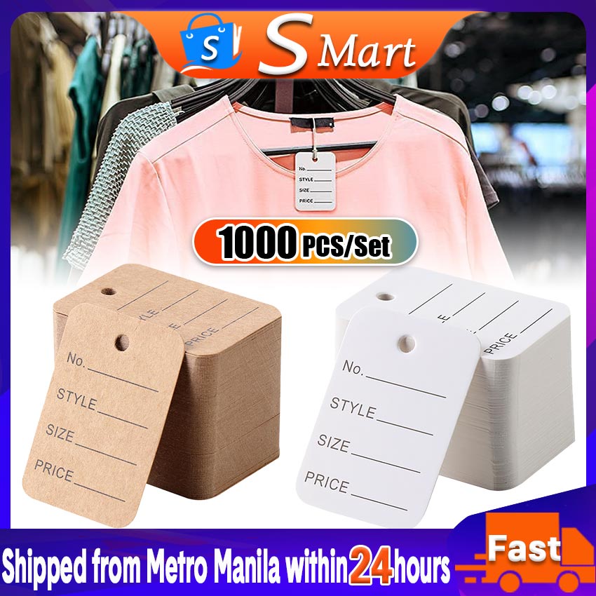 【In Stock】500/1000Pcs Price Tags Hang Tag String Clothing Garment Label ...
