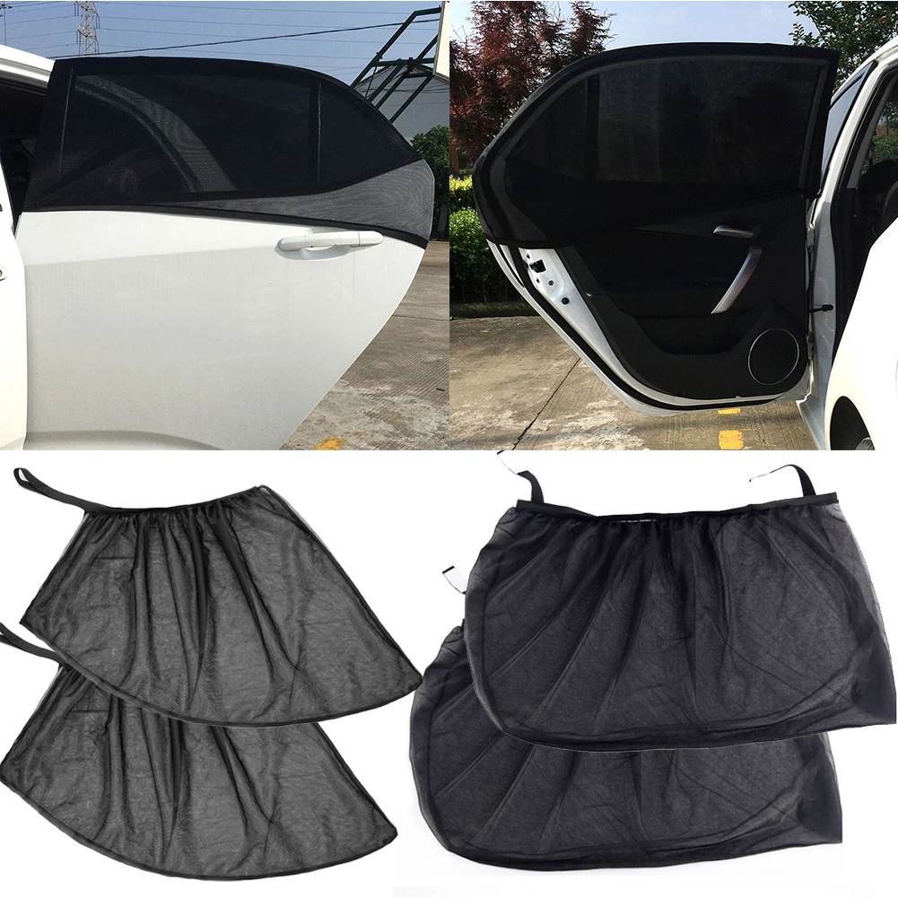 2PCS Car Window Sunshade Mesh Front/Rear Side Window UV Sunshine Cover ...
