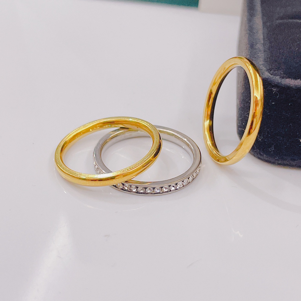 [BY]R251#18K Stainless Steel 3 IN 1 Ring For Women Free Box. | Shopee ...