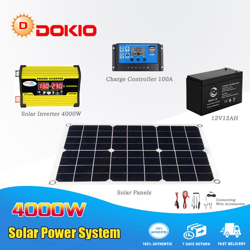 4000W Solar Power Generation Solar battery Solar Panel Power Inverter ...