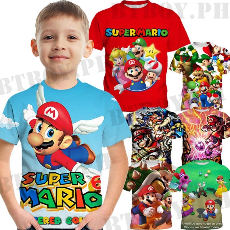 Summer Funny Printed Super Mario Children T-shirt Short sleeve Kids ...