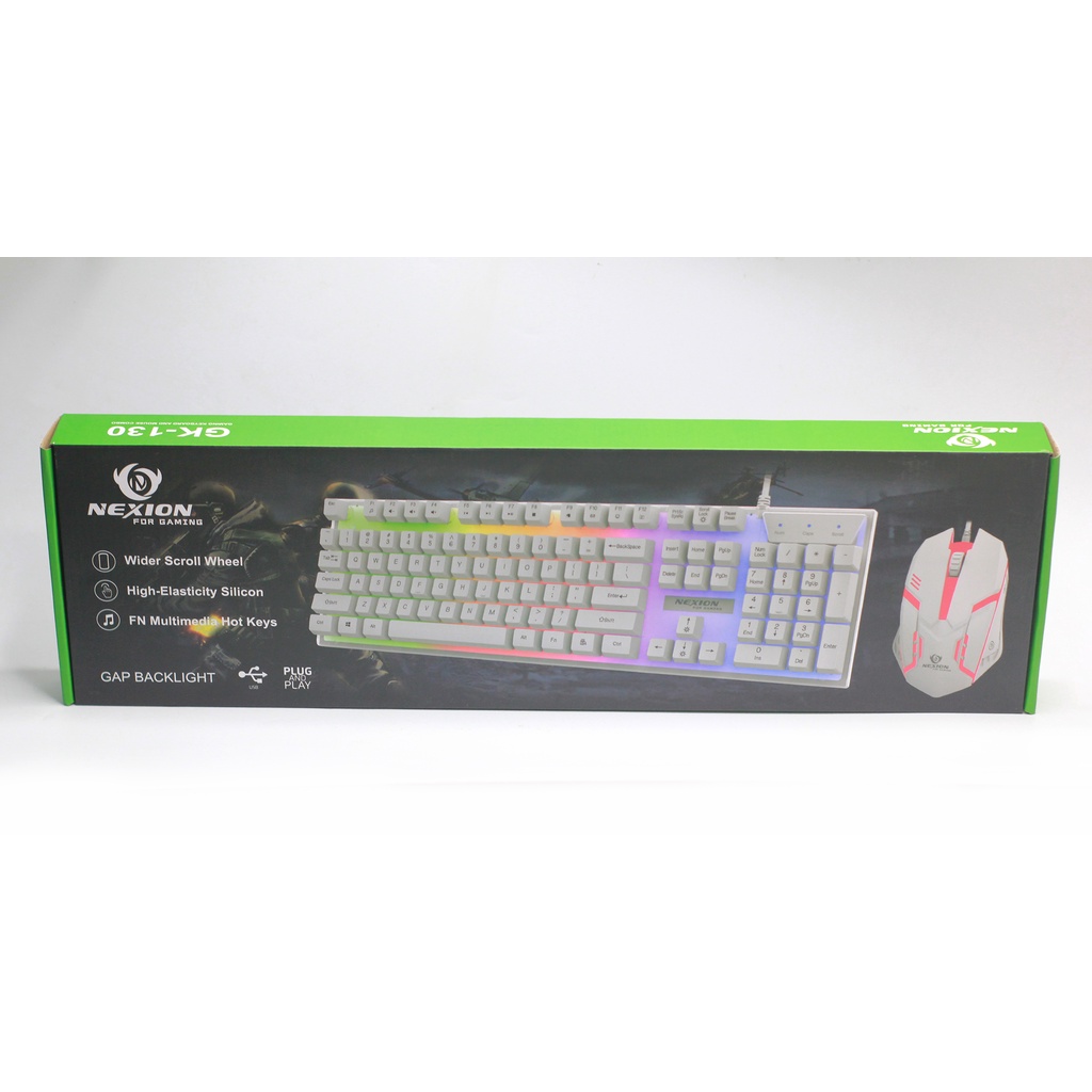 NEXION GK-130 GAMING KEYBOARD AND MOUSE COMBO RGB, USB WIRED, BLACK ...