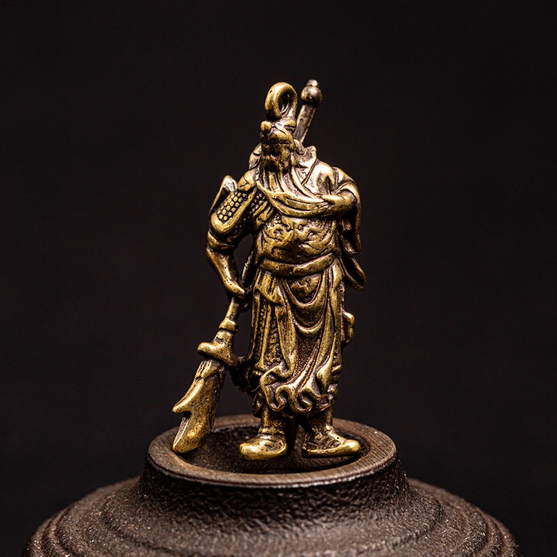 Old bronze brass guan yu guan Sir Zhong guan gong key pendant pure ...