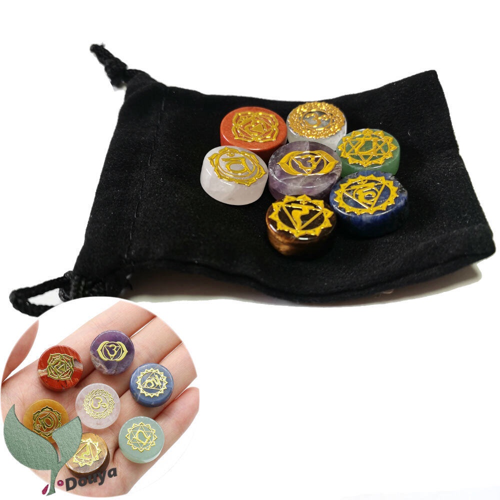 Gems 7 Chakra Stones Set - 7pcs Polished Palm Worry Stones Crystal Set ...