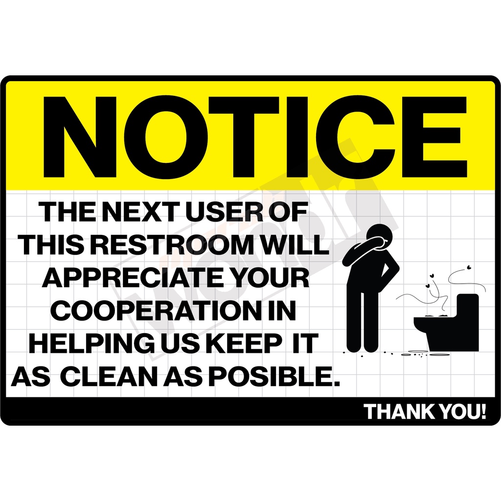 Restroom, Toilet, and Comfort Room Cleanliness and Maintenance Signs ...