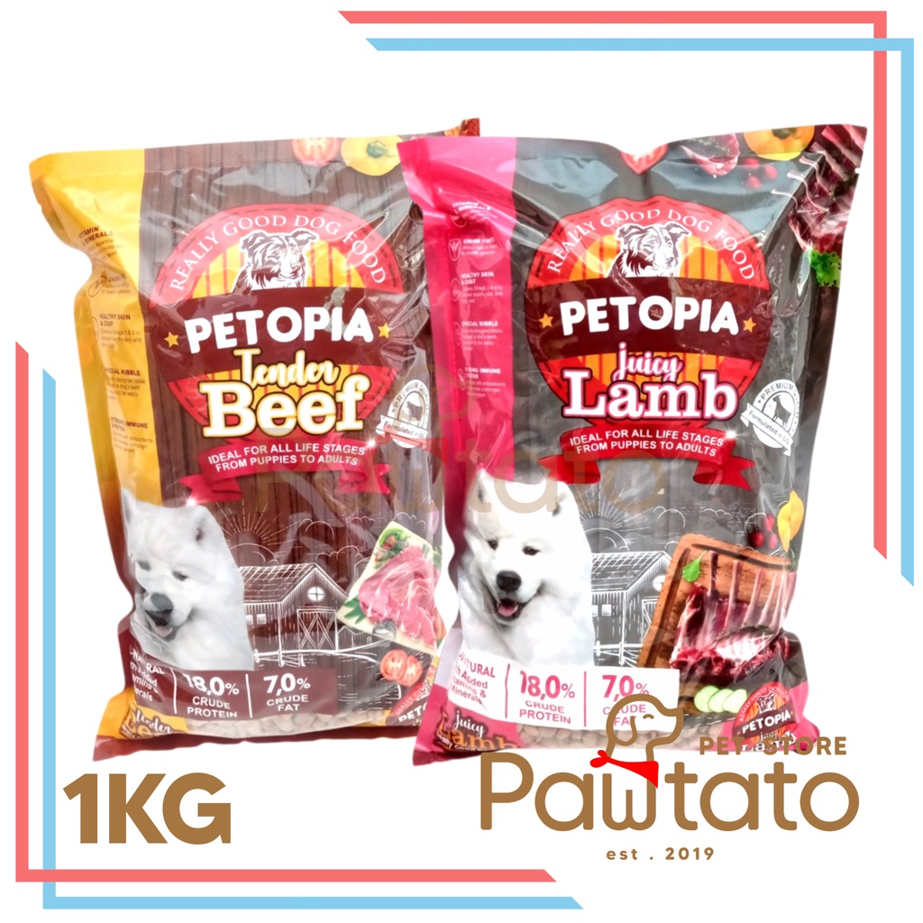 Petopia Dry Dog Food 1KG Dog Food Pellets Kibble Vitamin Mineral ...