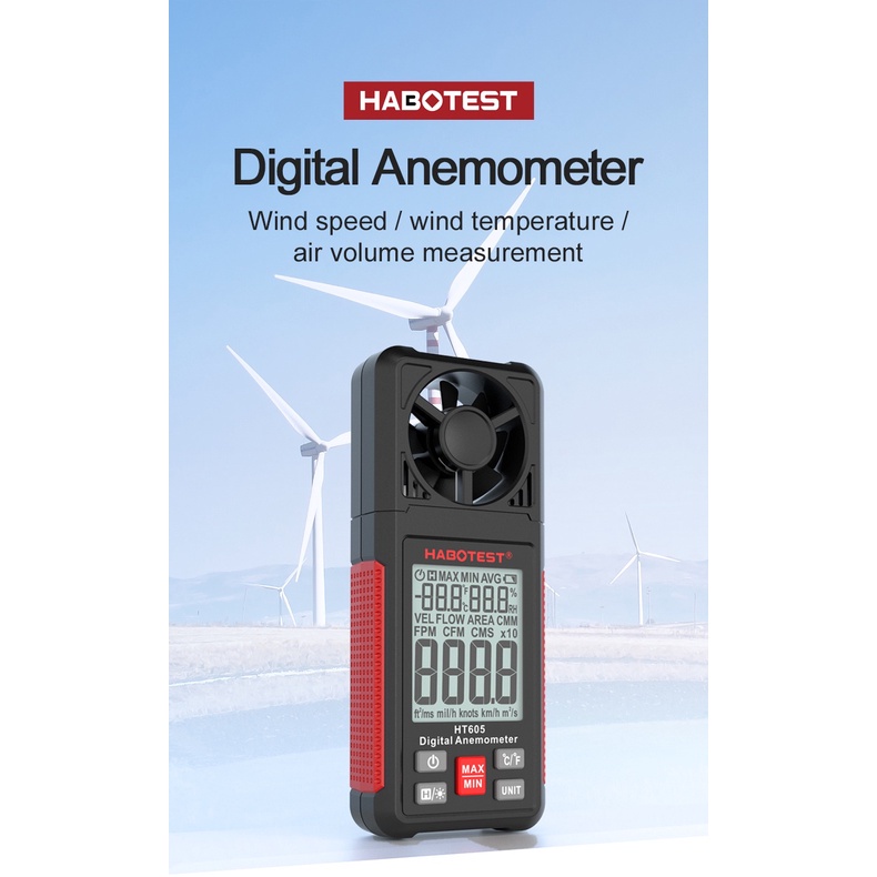 Digital Anemometer Waterproof Wind Speed Gauge Meter Measures Wind ...