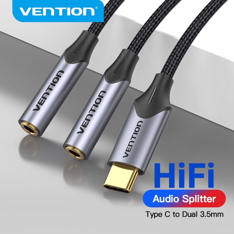 Vention Audio Cable Type C to Dual 3.5mm Jack Earphone Adapter Male to ...