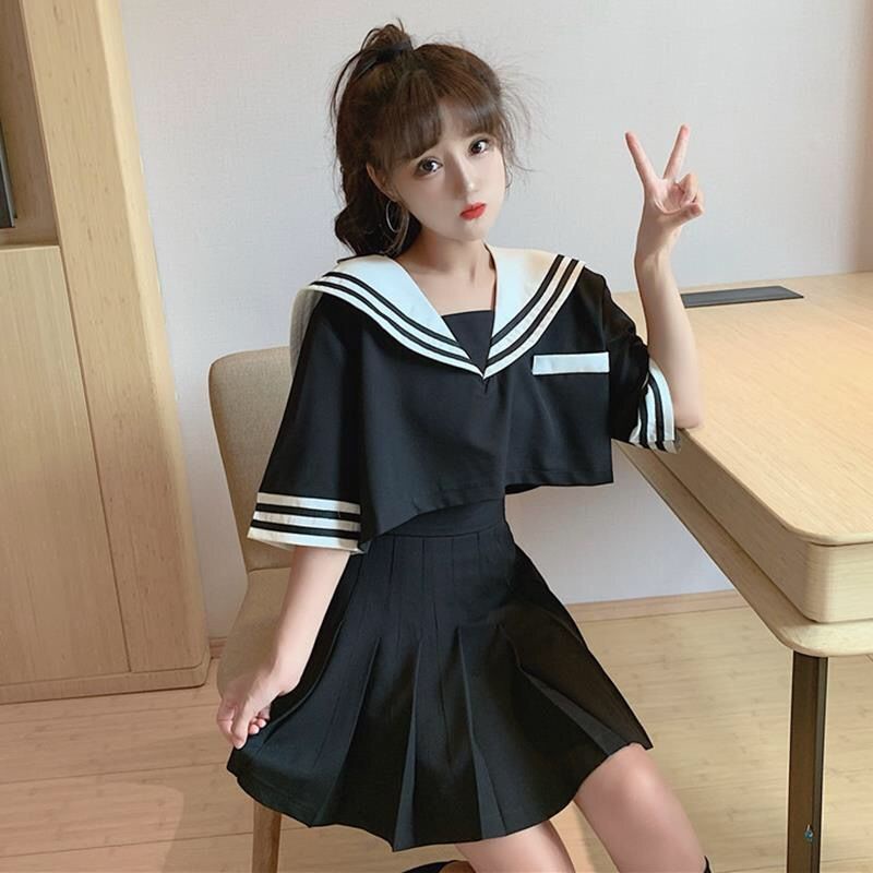 JK [Two-Piece Suit] Summer JK Uniform Female Student Pleated Skirt ...