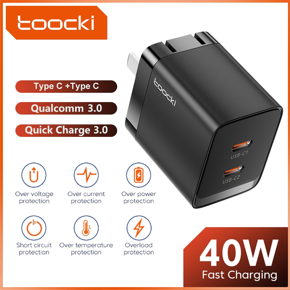Toocki PD 40W GaN USB C Fast Charger Type C Fast Charging Adapter for ...