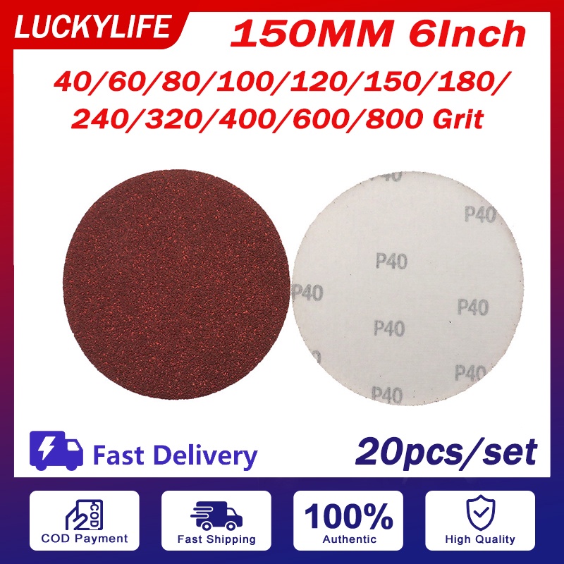 20PCS 6 Inch 150MM Sanding Sheets Dry Grinding Sandpaper Abrasive Paper ...