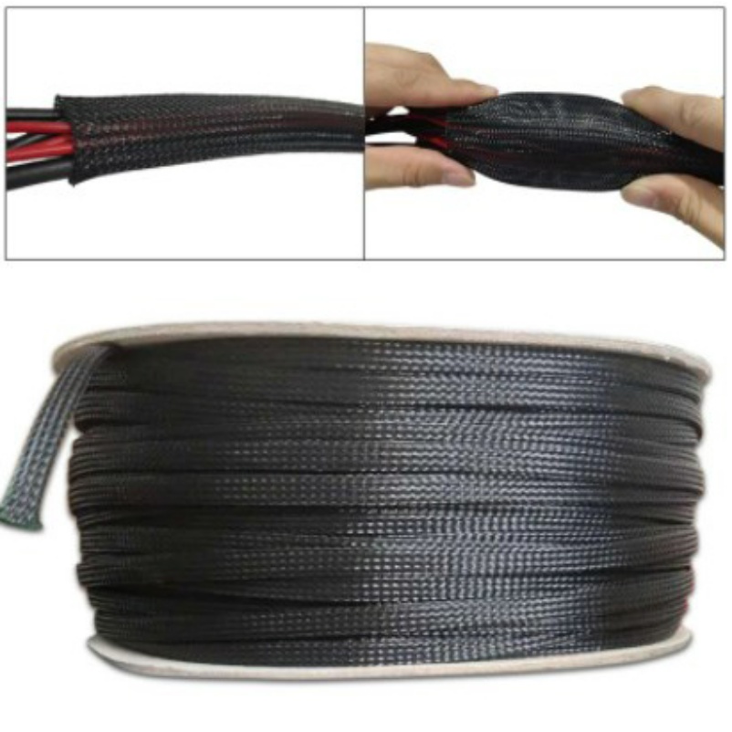 1M Expandable Cable Nylon Braided Sleeving / Mesh Wrapping Wire Gland ...