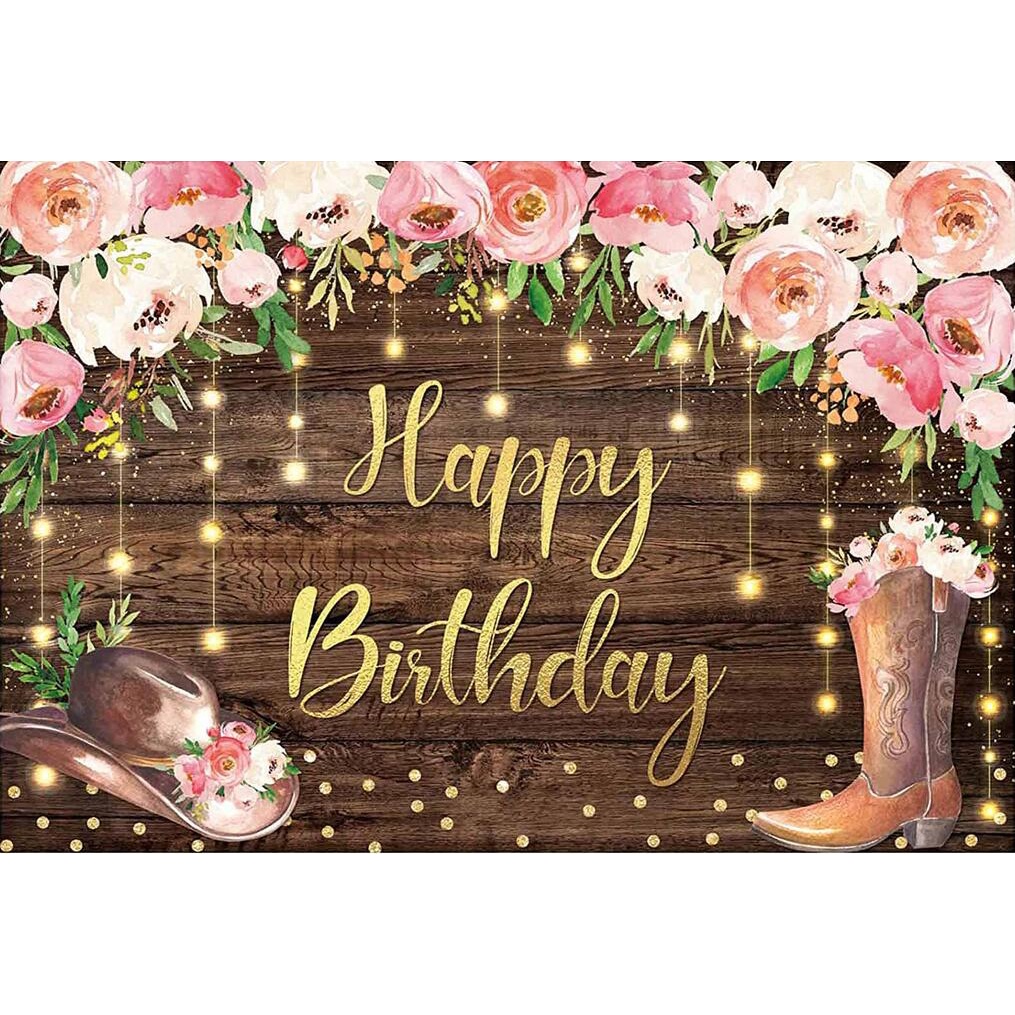 Western Birthday Backdrop Boot Cowgirl Rustic Country Boho Baby Party ...