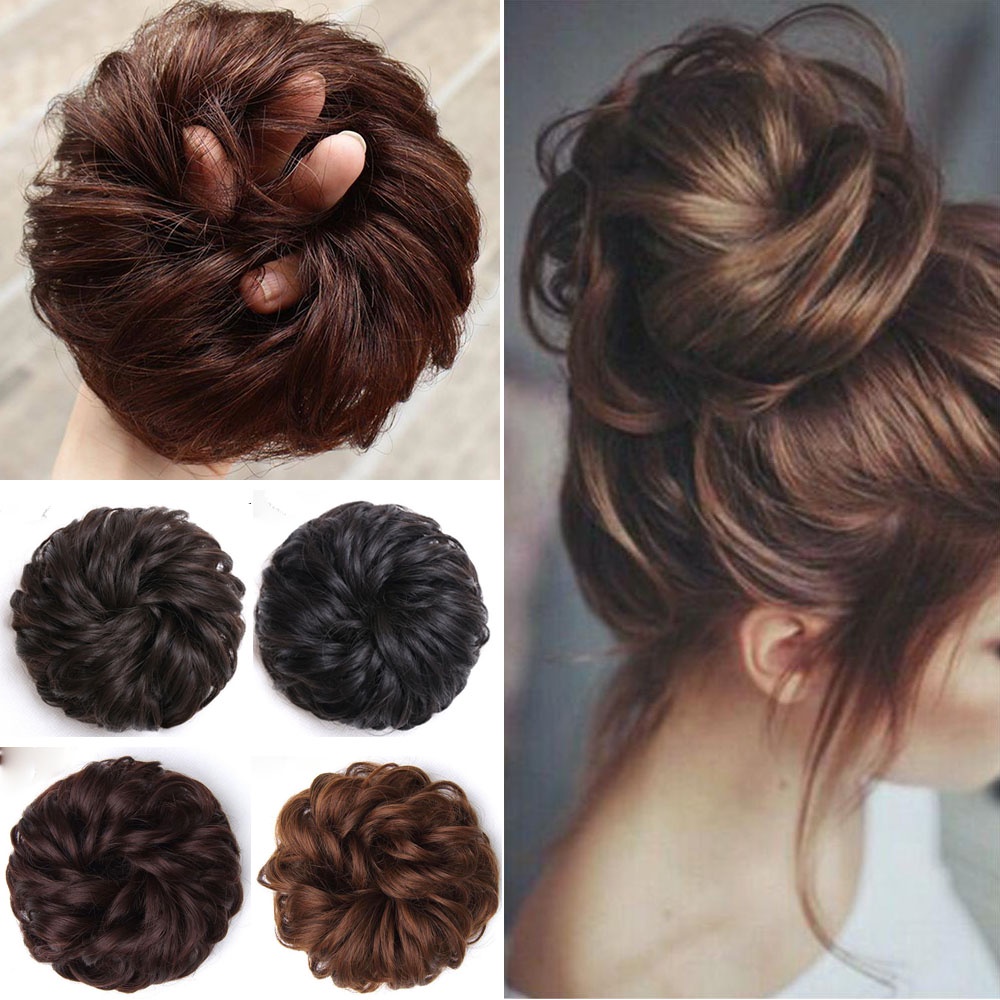 YOUJ Korean Curly Messy Wig Meatball Hair Bud Head Curly Bag Hair Bun ...