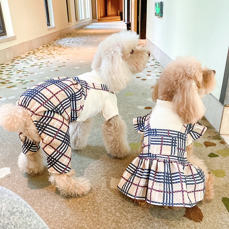 Small Medium Dog Clothes Male Female Checkered Plaid Pet Dress for Shih ...