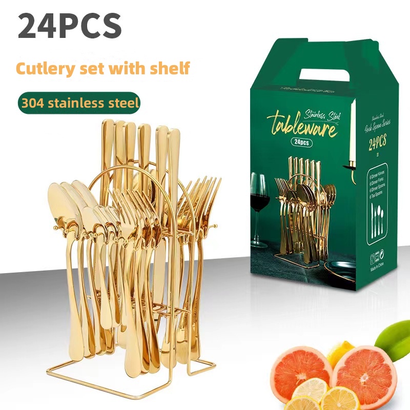 TIMI 24pcs gold Cutlery Set coffee spoon Knife spoon and fork set ...