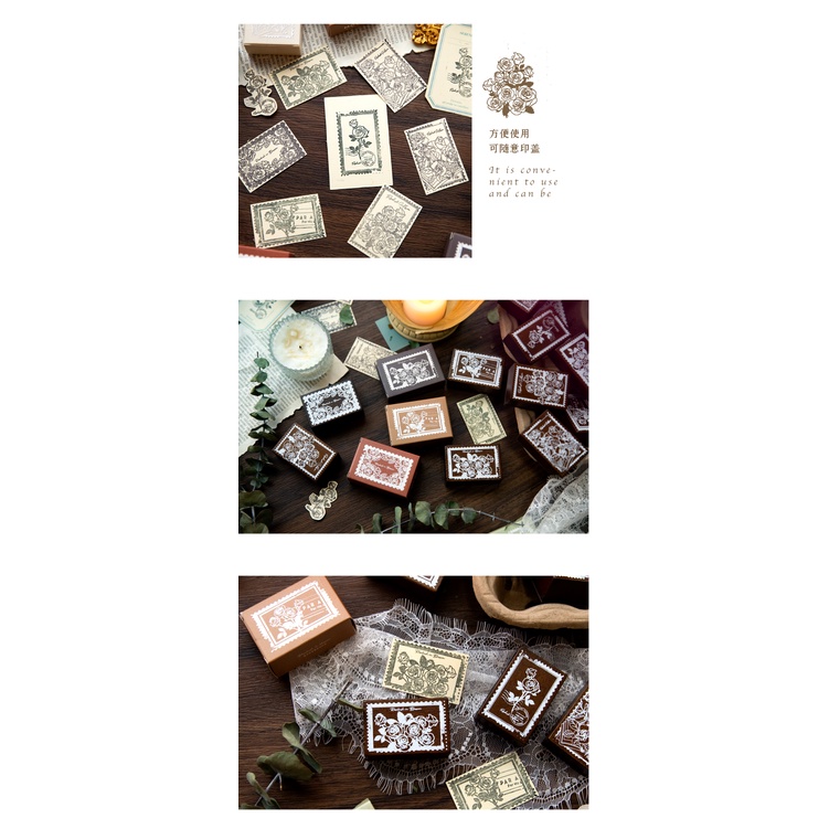 Midoo Rose Wooden Stamp Gift Card Scrapbooking Decorative Standard ...