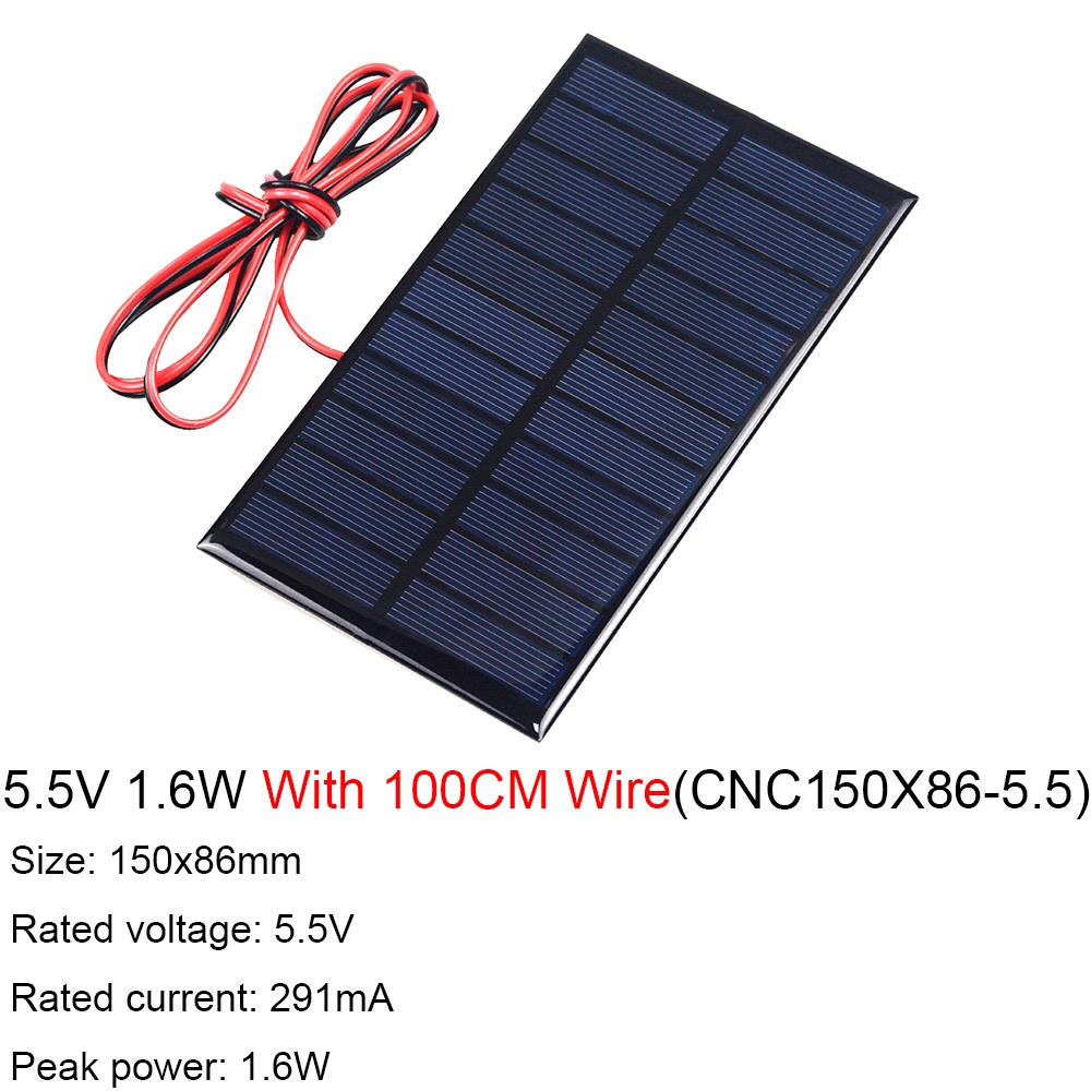 1PCS 4V 5V 5.5V Solar Panel With 30CM 100CM 200CM Wire Mini Solar ...