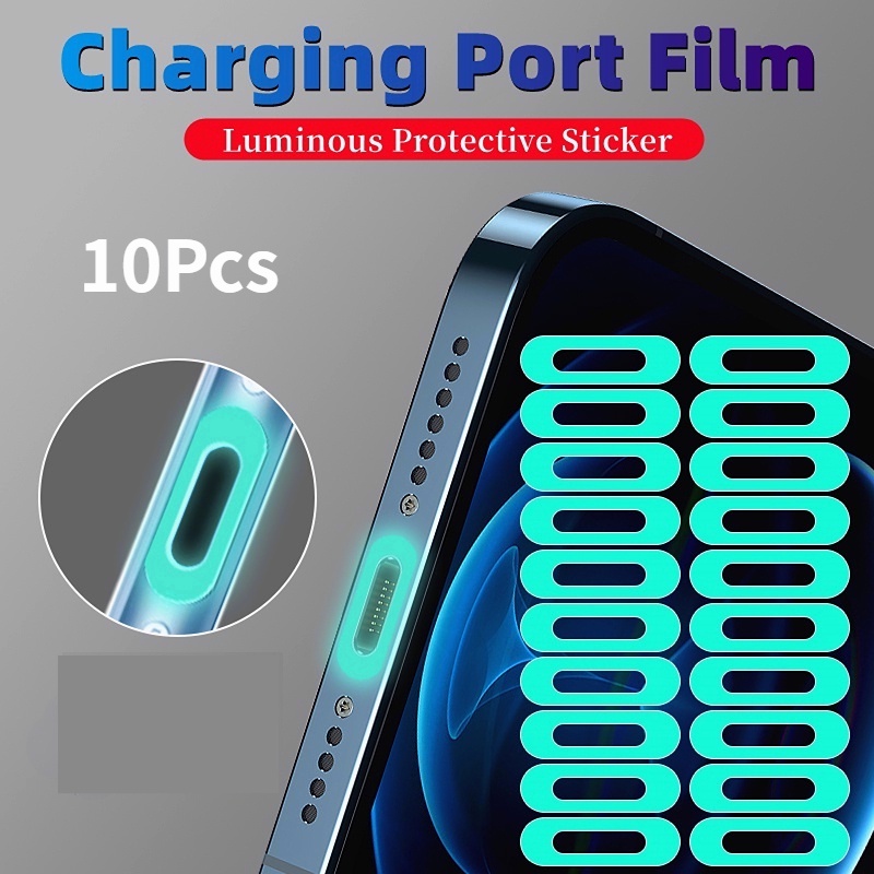 【10 Pcs】Luminous Charging Port Film For iPhone Type-C Micro USB ...