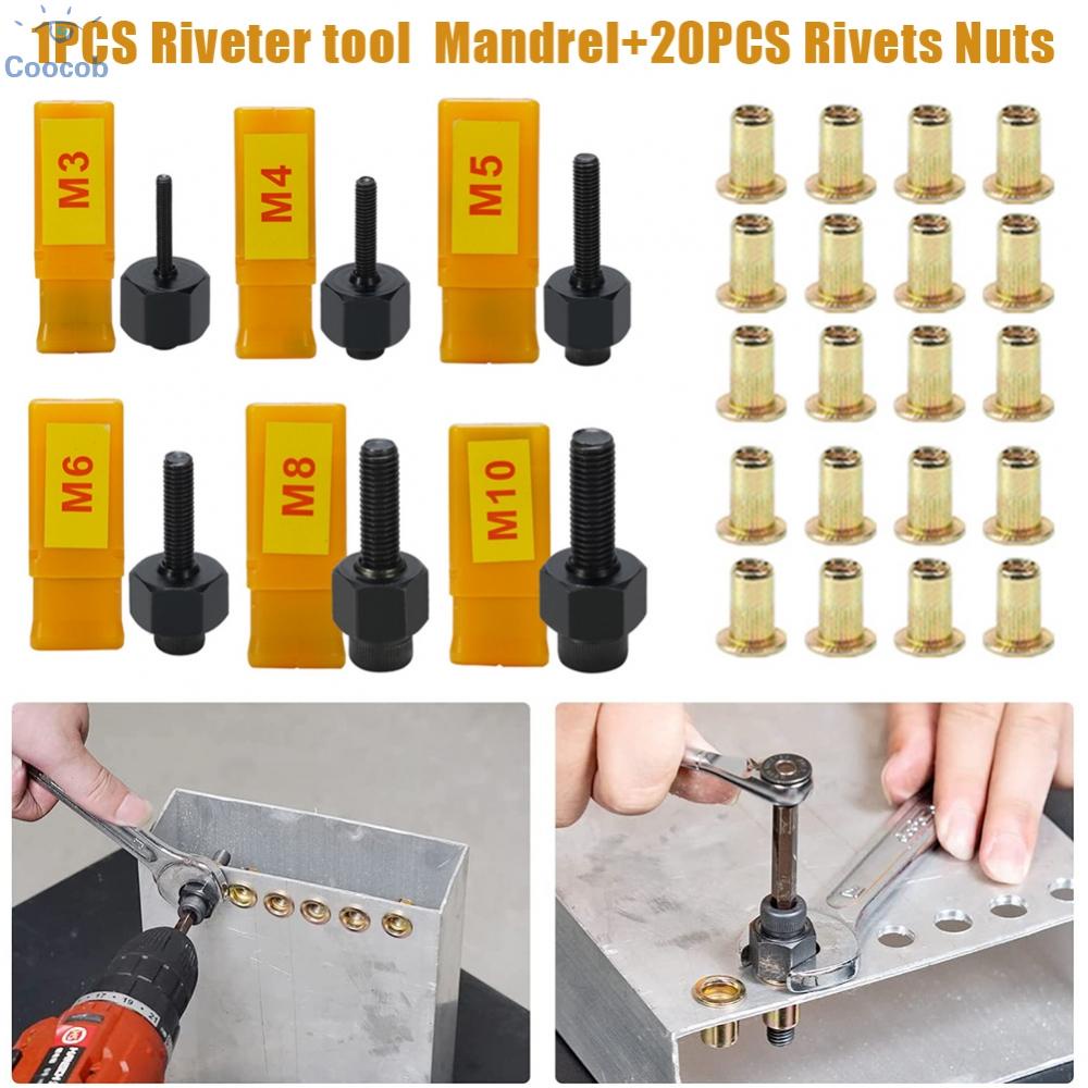 Hand Rivet Nut Head 20pcs Aluminum Nut Set M3/M4/M5 M6/M8/M10 21PCS Tools | Shopee Philippines