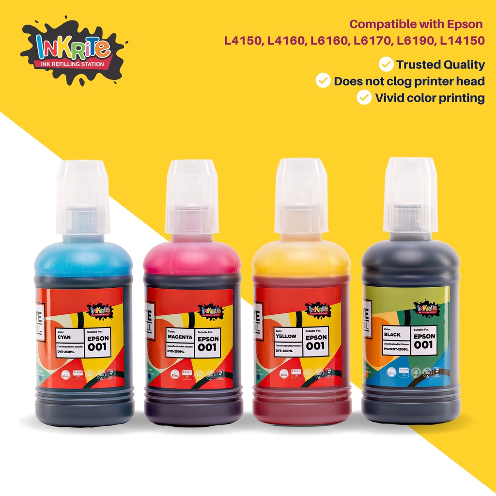 Inkrite Ink for Epson 001 Epson L4150 L4160 L6160 L6170 L6190 L6260 ...