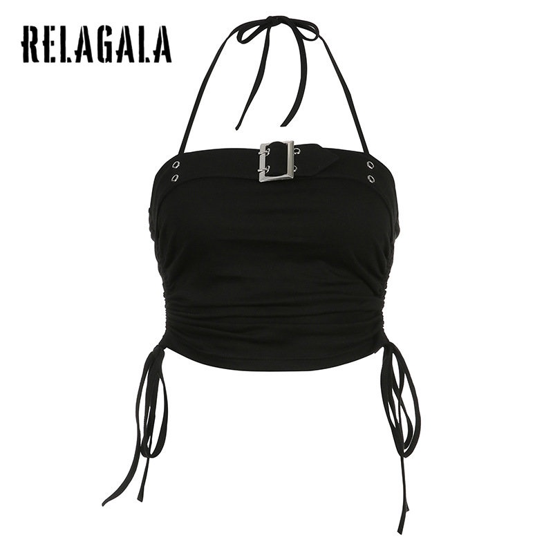 Relagala Womens 2023 Fashion Metal Day Word Buckle Solid Color Hanging