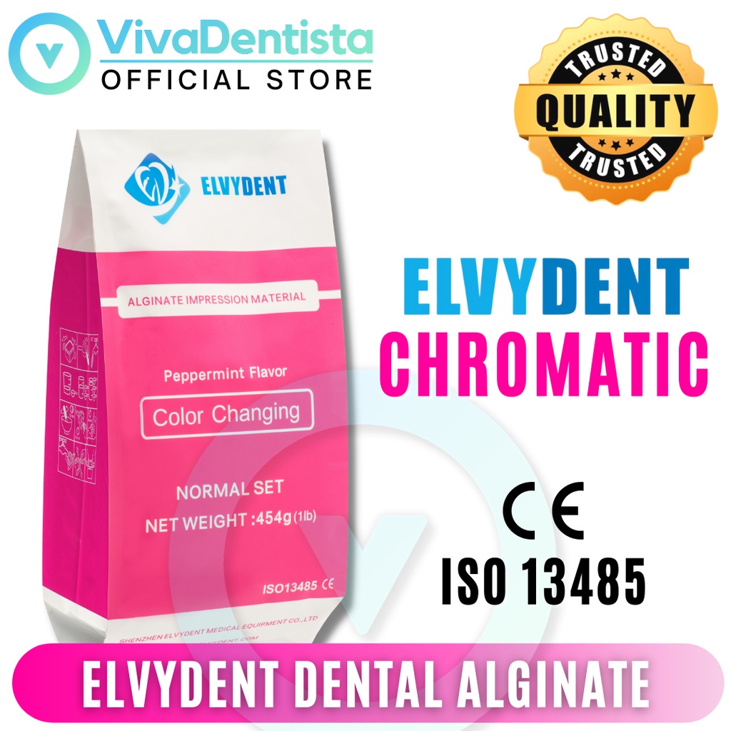 ELVYDENT Chromatic Dental Alginate Impression Material Strawberry / Mango Flavor 454g | Shopee ...