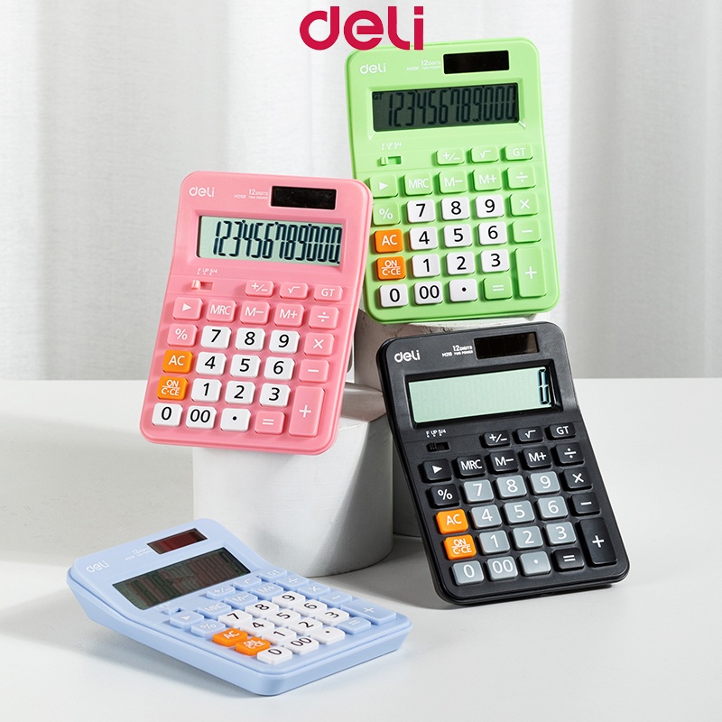 Deli 12-Digits Desktop Calculator Office Supplies Portable Electronic Calculator EM210/EM210F ...