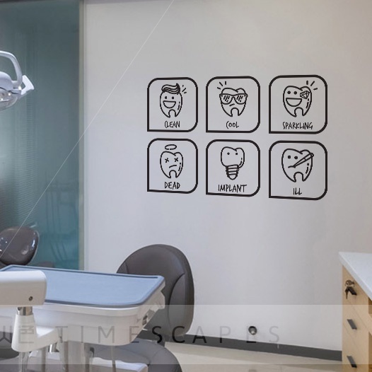 Hospital Tooth Cartoon Cute Icon Glass Door Decoration Kids Dental ...