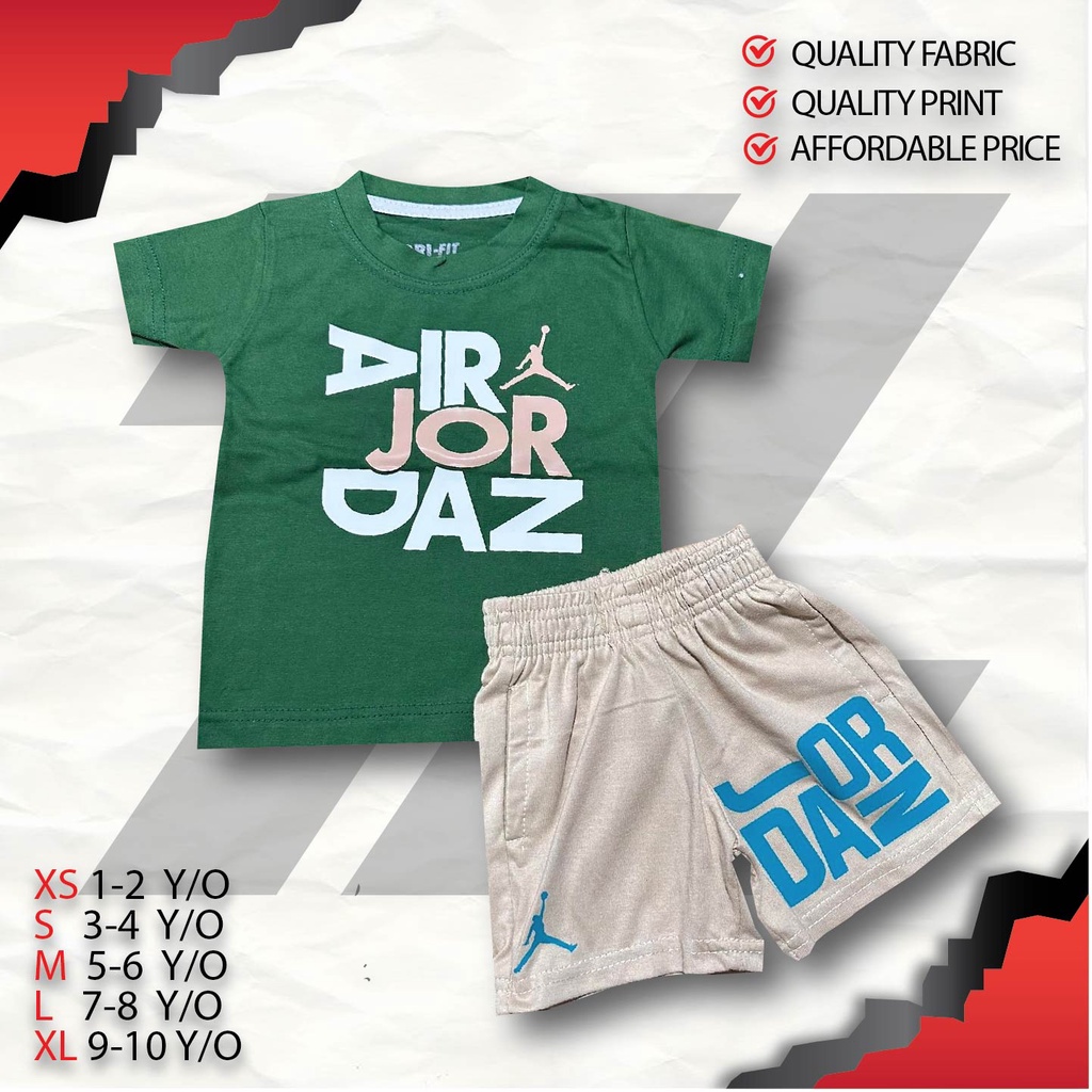 JORDAN INSPIRED COTTON TERNO FOR KIDS GREEN | Shopee Philippines