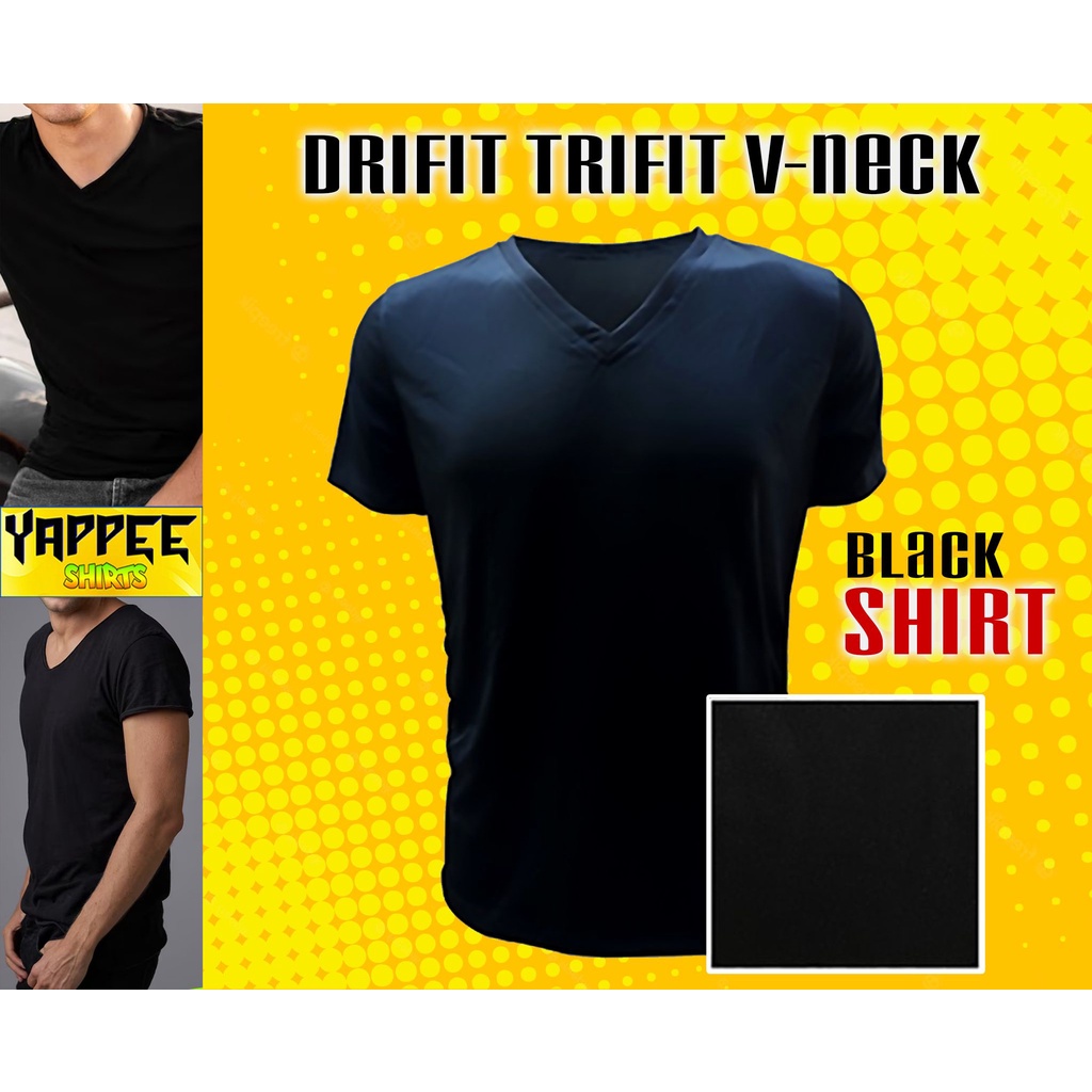 Yappee TRIFIT Black V-neck Shirt | Shopee Philippines