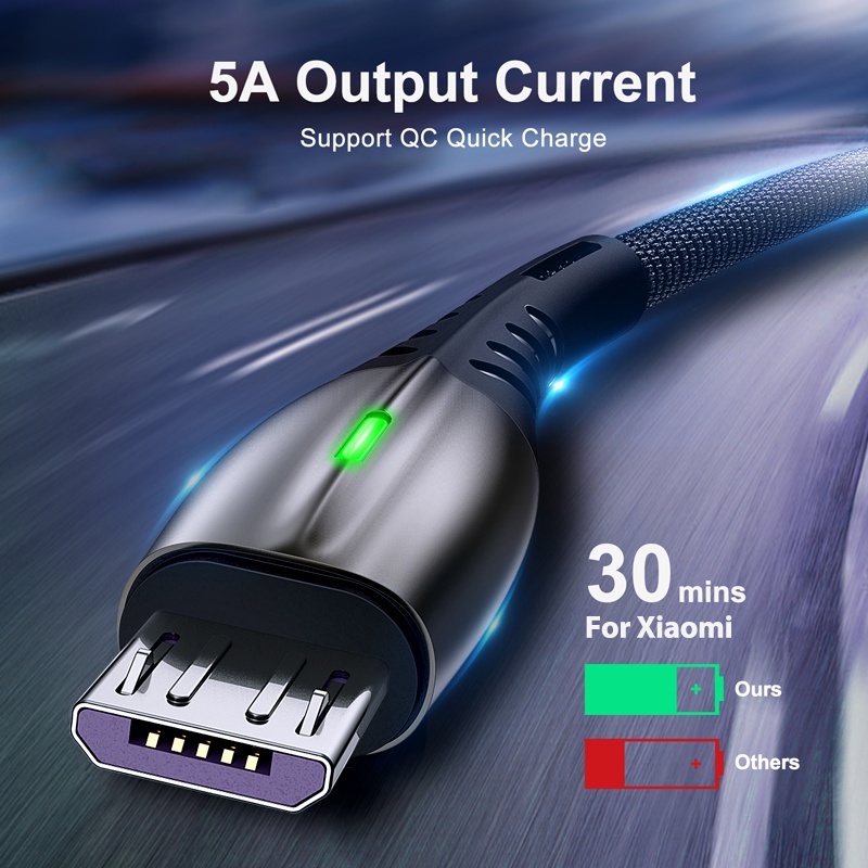 QOOVI 5A Micro USB Cable Fast Charging 1M QC 4.0 Charger Cord Nylon ...